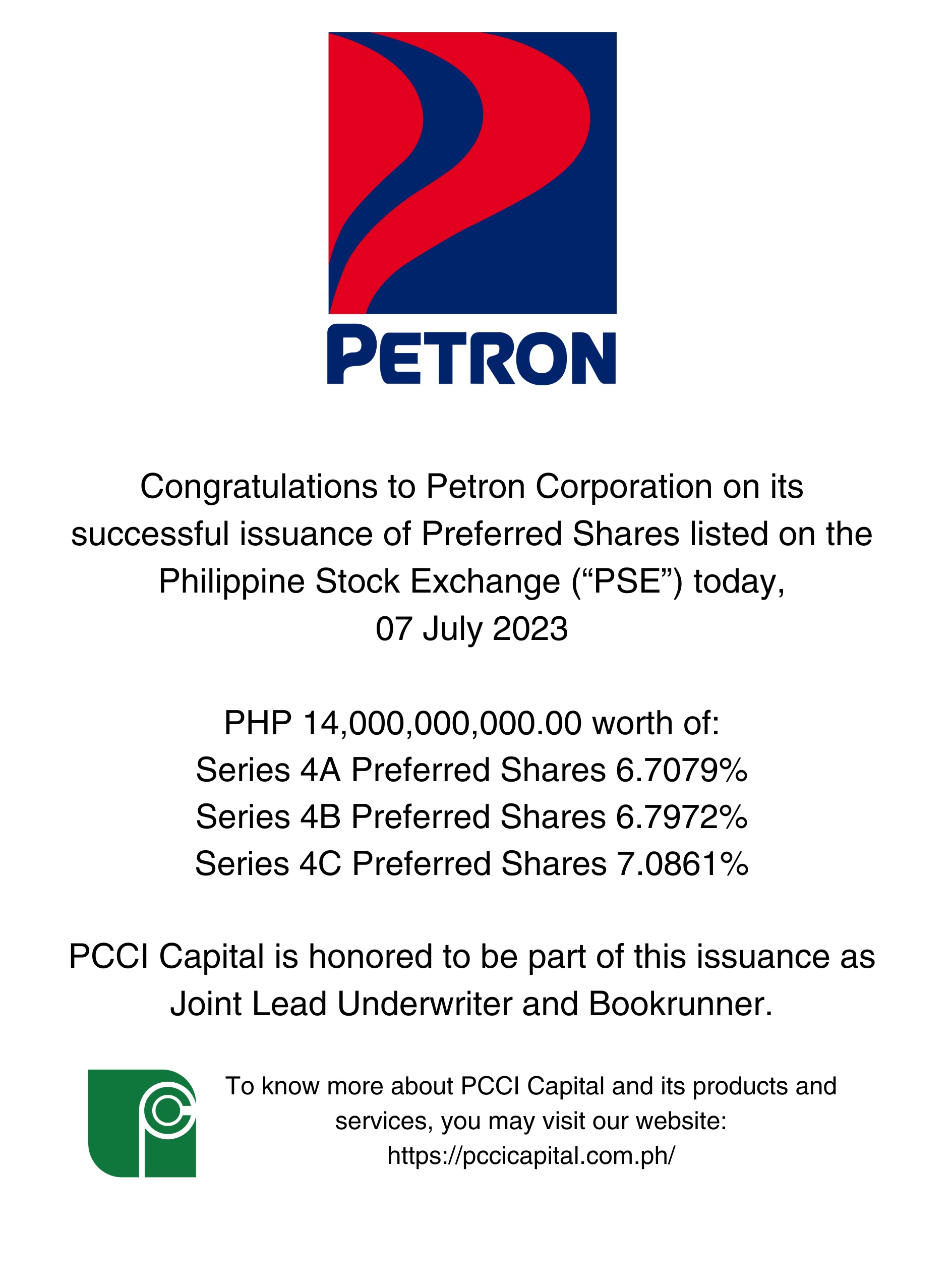 Petron Corporation Preferred Shares Issuance - Philippine Commercial ...